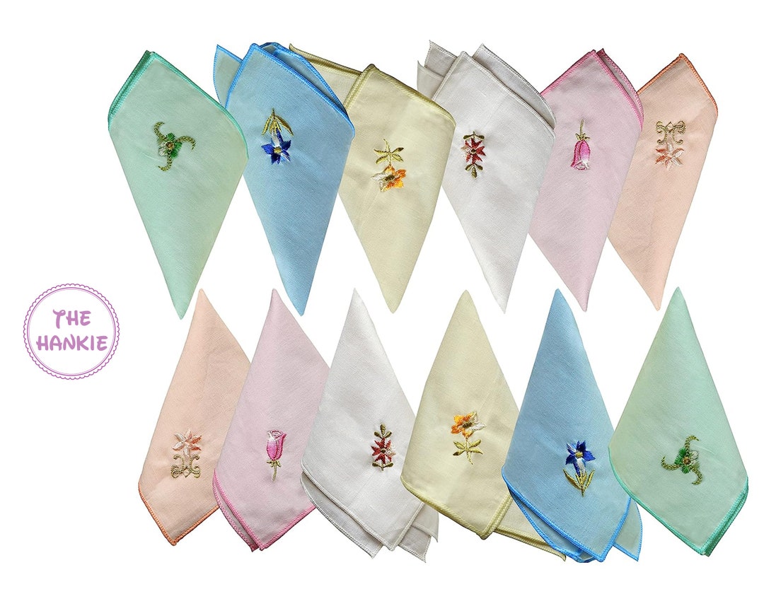 Floral Handkerchief ,lovely Pastel Colored Handkerchiefs With ...