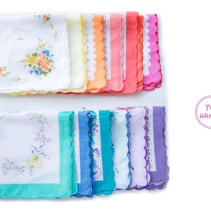 Set of 12 Ladies Bright Handkerchiefs , New Vintage Style Floral ...