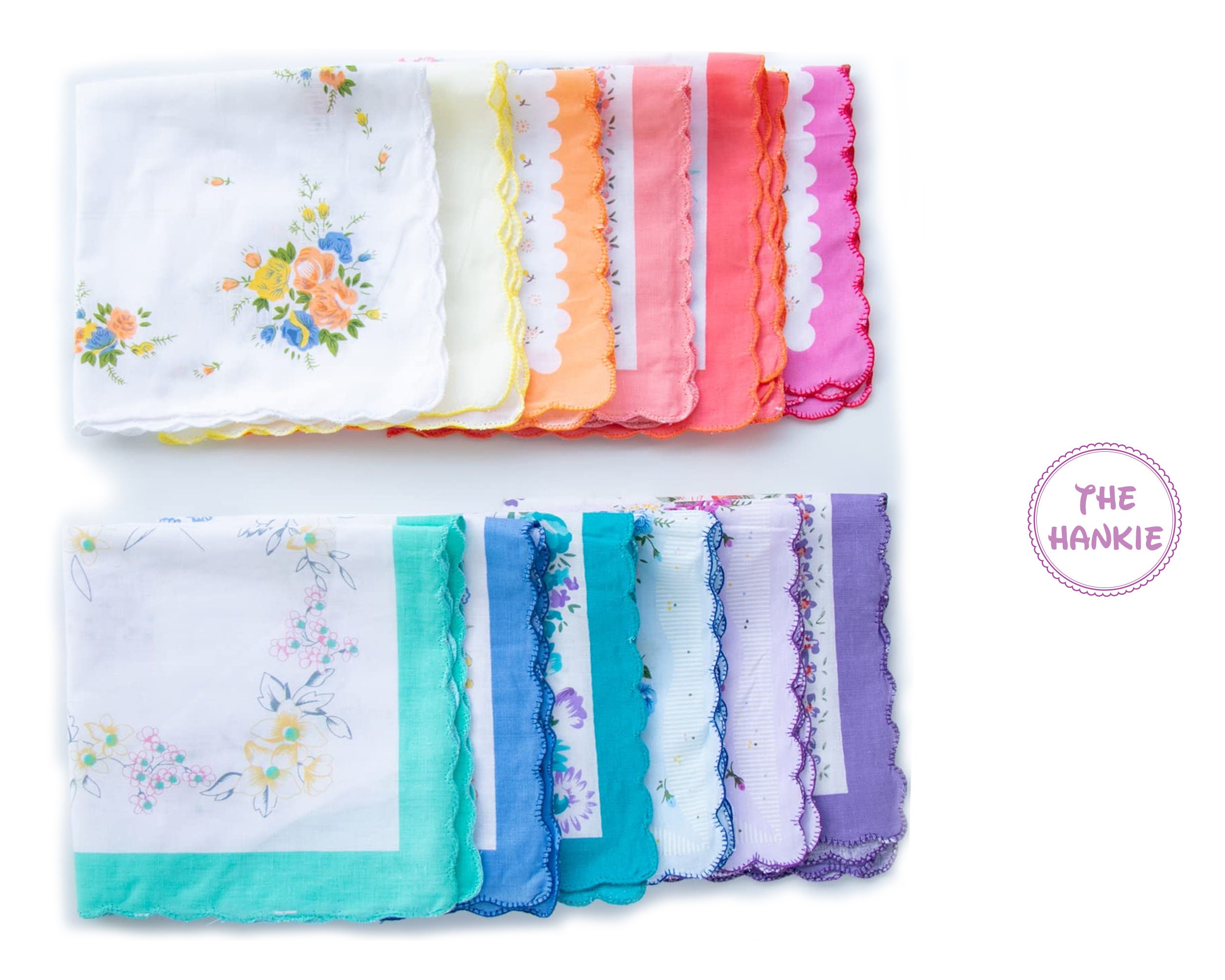 12 Handkerchiefs ,women's New Vintage Style Floral Handkerchiefs Large ...