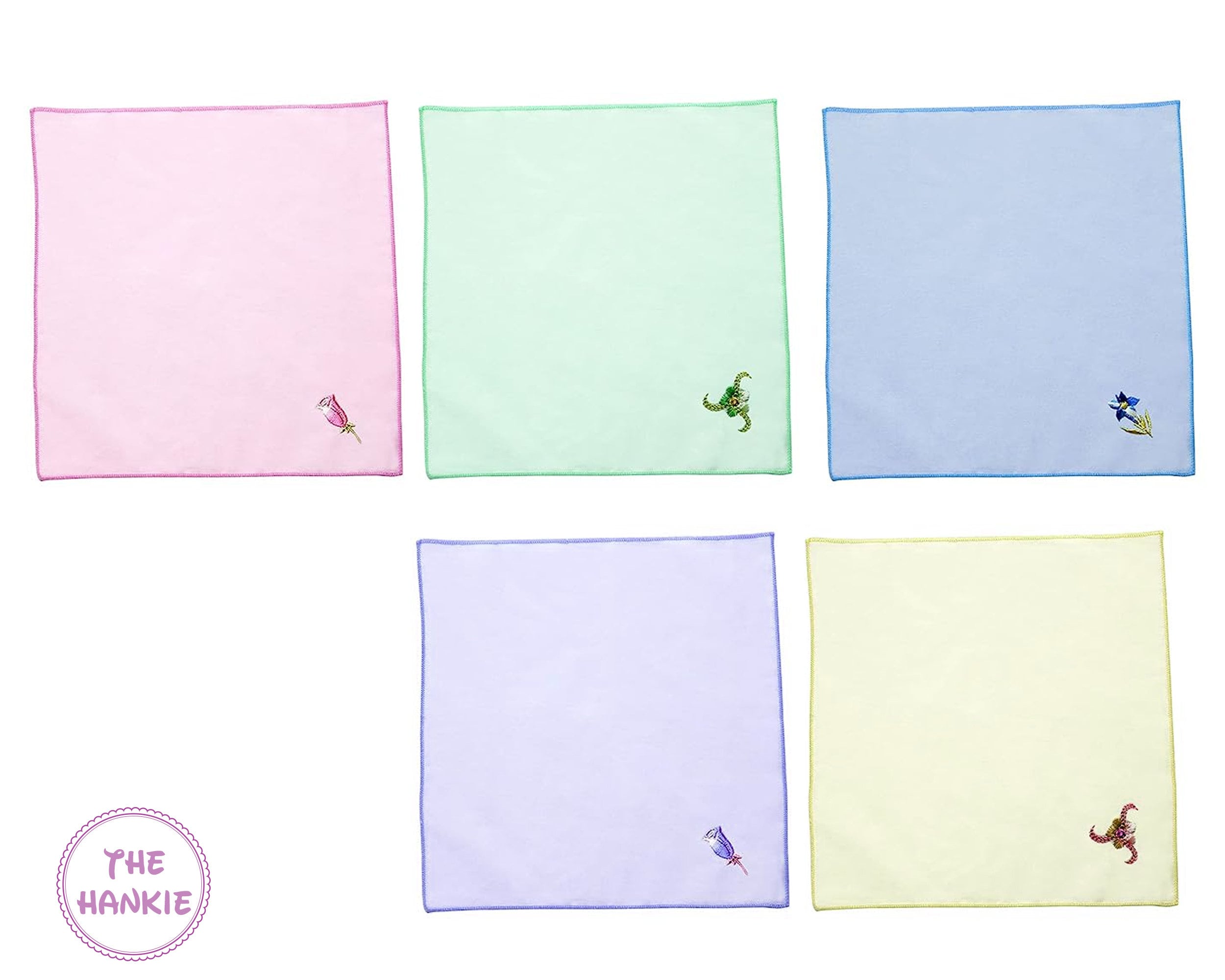 Floral Handkerchief ,lovely Pastel Colored Handkerchiefs With ...