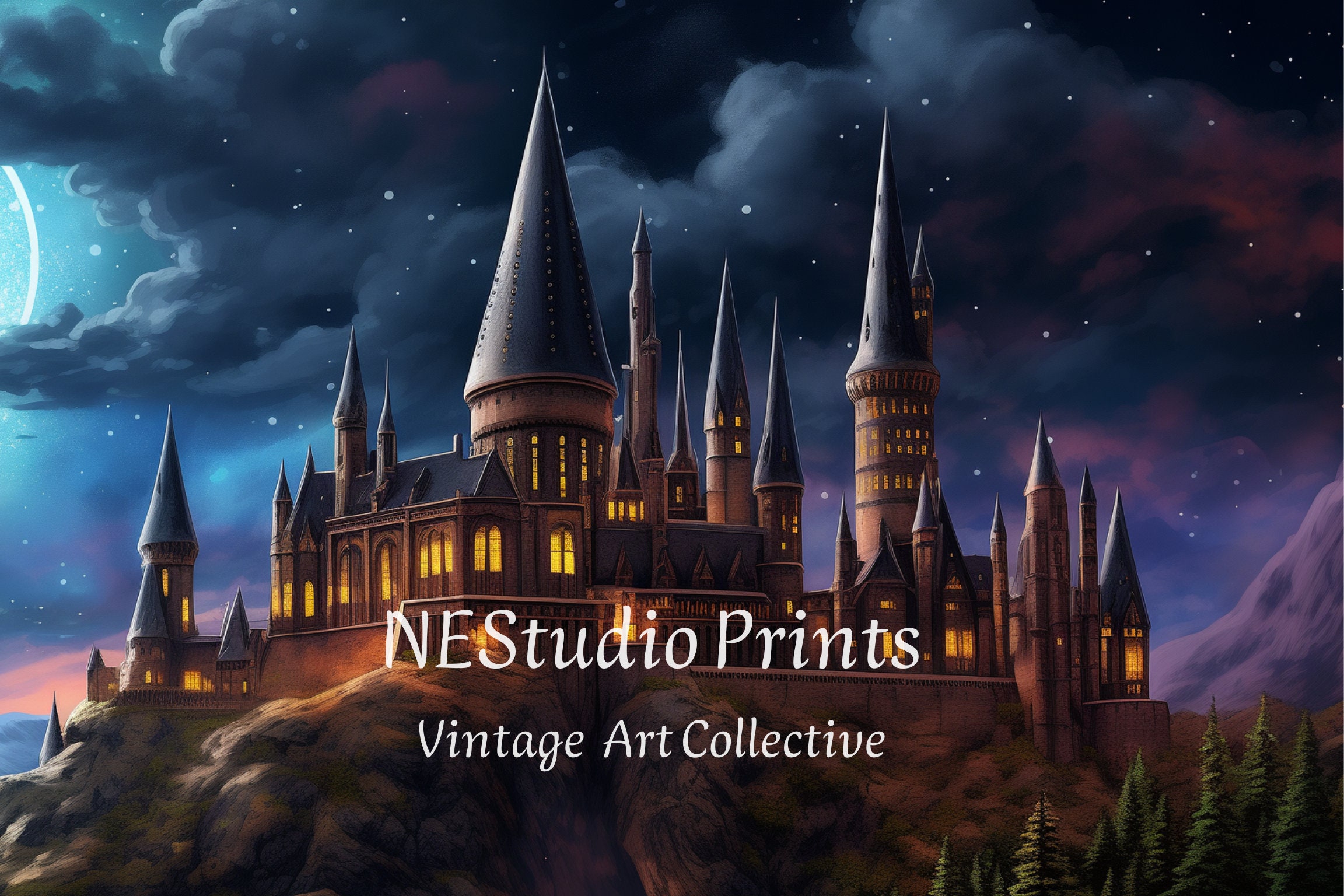 Wizarding Inspired Art, Vintage Wizard School, Potter Prints, Wizard ...