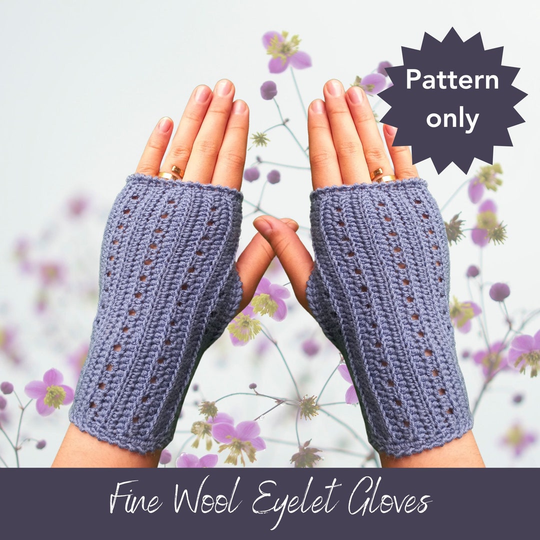 Fingerless Crochet Glove in Fine Wool, Women's Crochet Glove, Crochet ...
