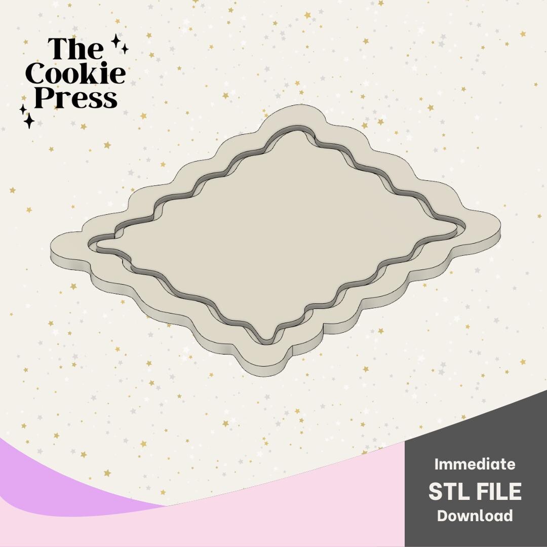 Wavy Raised Rectangle STL File - Etsy