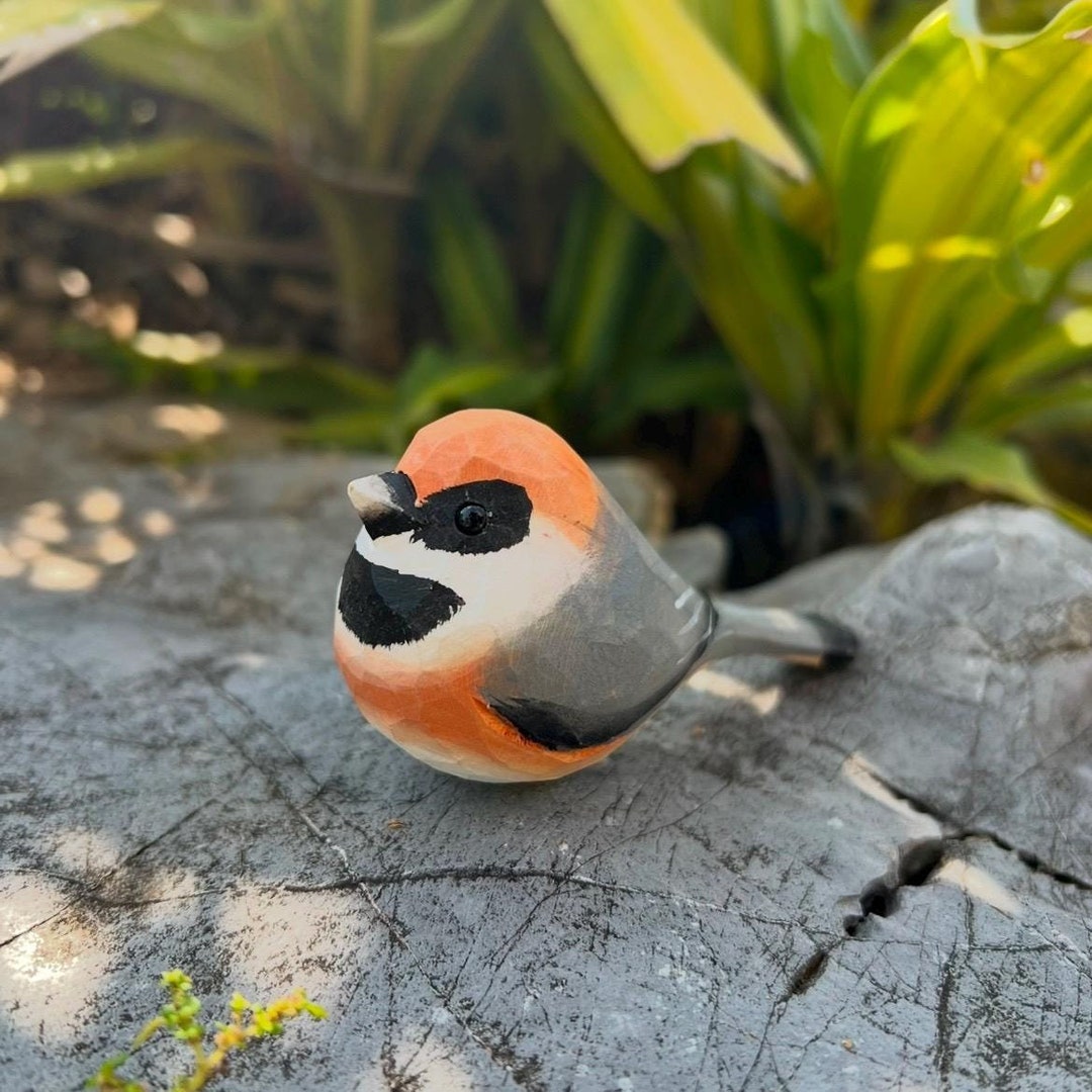 Handmade Bird Wood Long-tailed Tit Handcraft Animal Art Carving ...