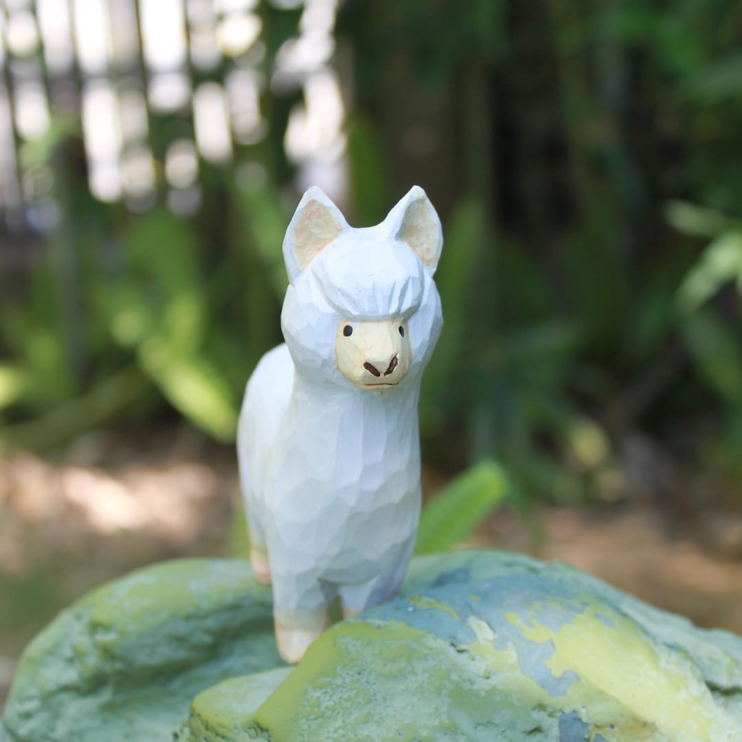 Cute Animated Alpaca Handmade Wooden Handcraft Animal Art Carving ...