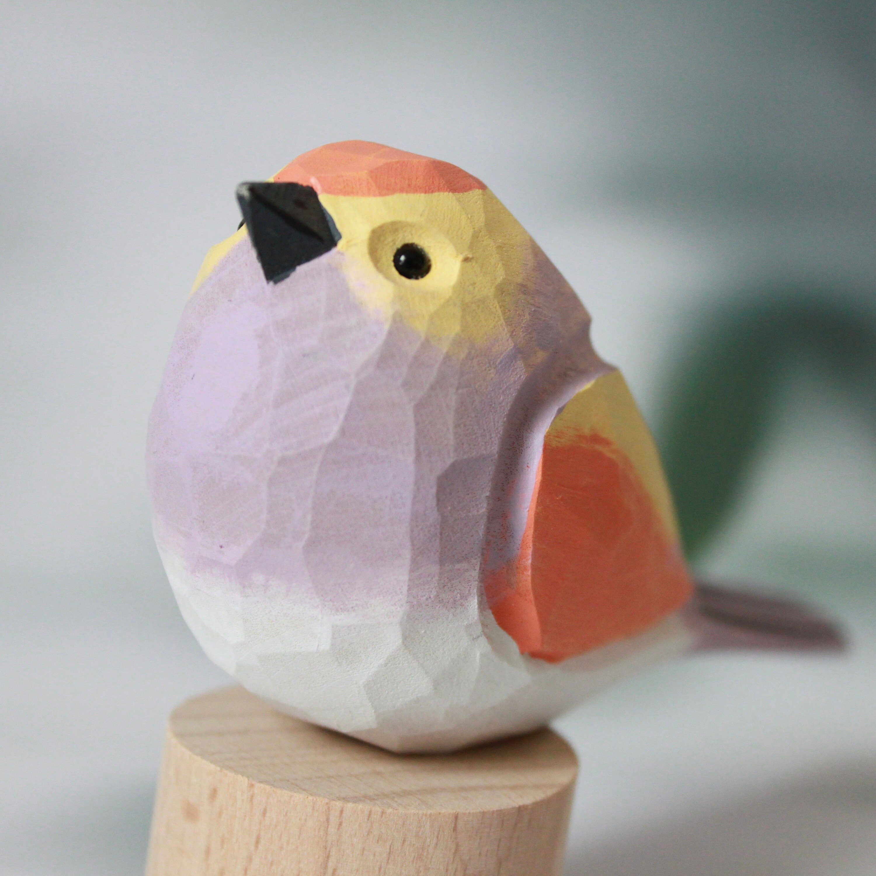 Handcraft Wooden Cute Bird Ornament Carving Desk Home Little Sculpture ...