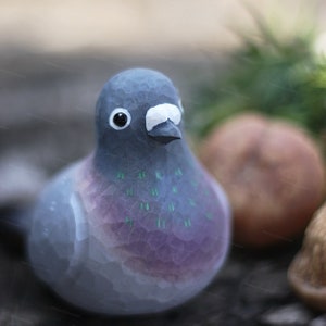 Handmade Carved Solid Wood Pigeon Figurine: Unique Desk Decor, Wooden ...