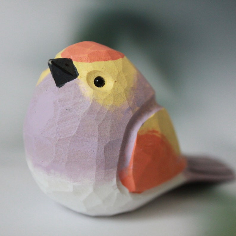 Handcraft Wooden Cute Bird Ornament Carving Desk Home Little Sculpture ...