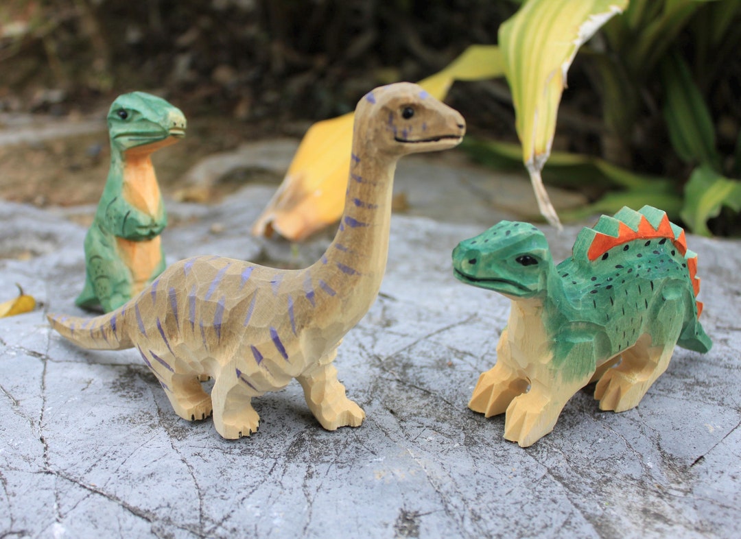 Dinosaur Handmade Dino Wooden Handcraft Animal Art Carving Set Birthday ...