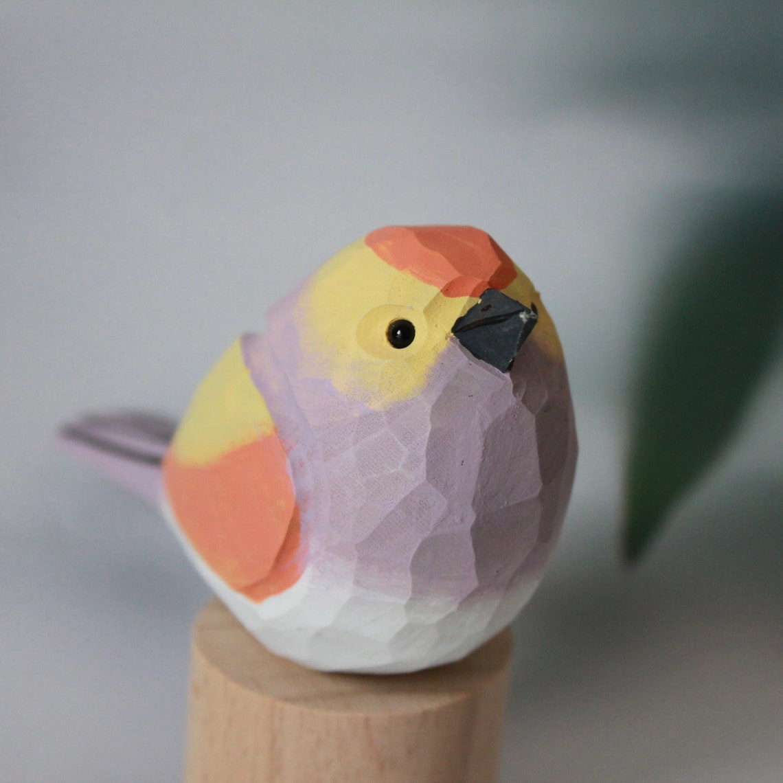 Handcraft Wooden Cute Bird Ornament Carving Desk Home Little Sculpture ...