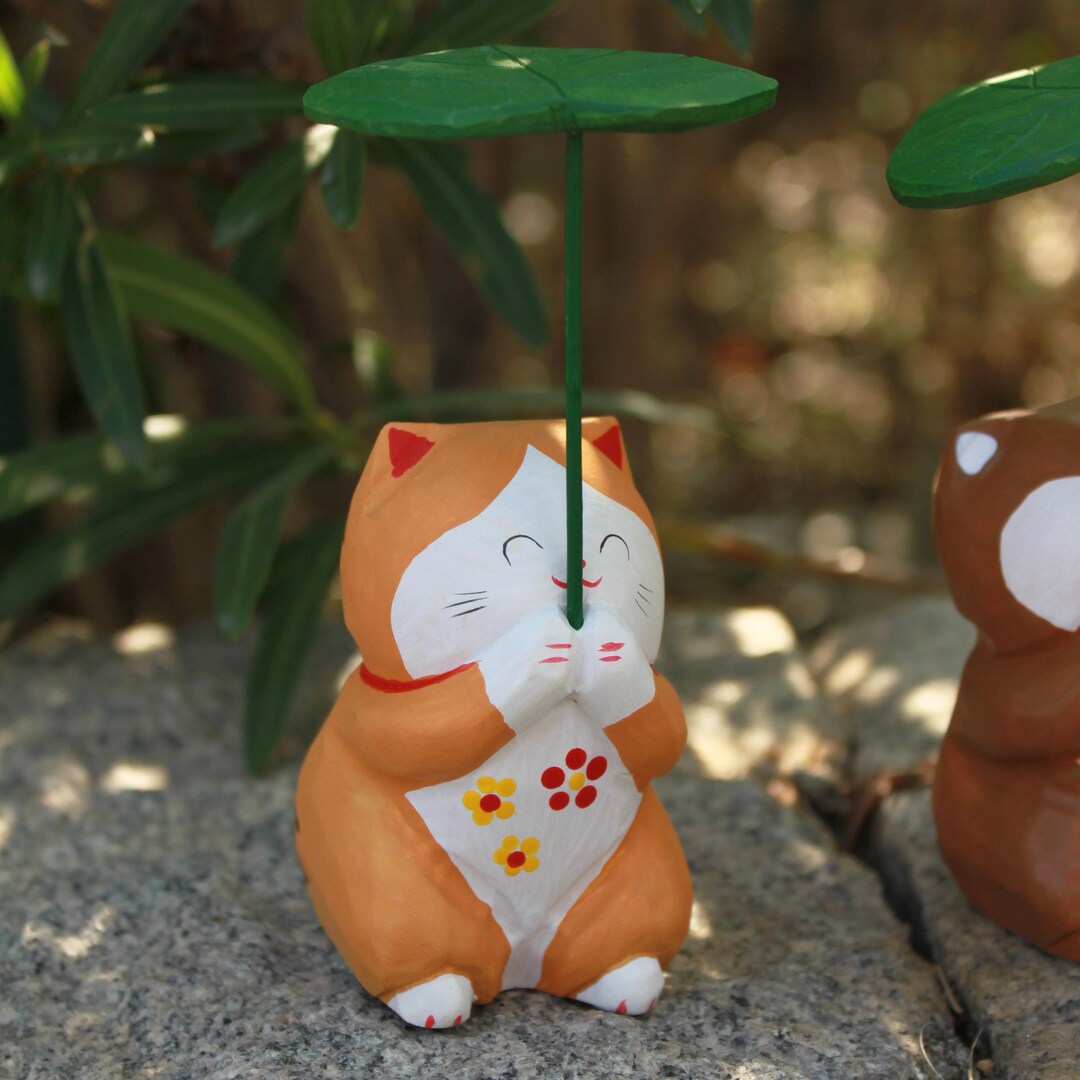 Handmade Wooden Pray Cat Figurine: Unique Desk Decor, Cat Lover Gift ...