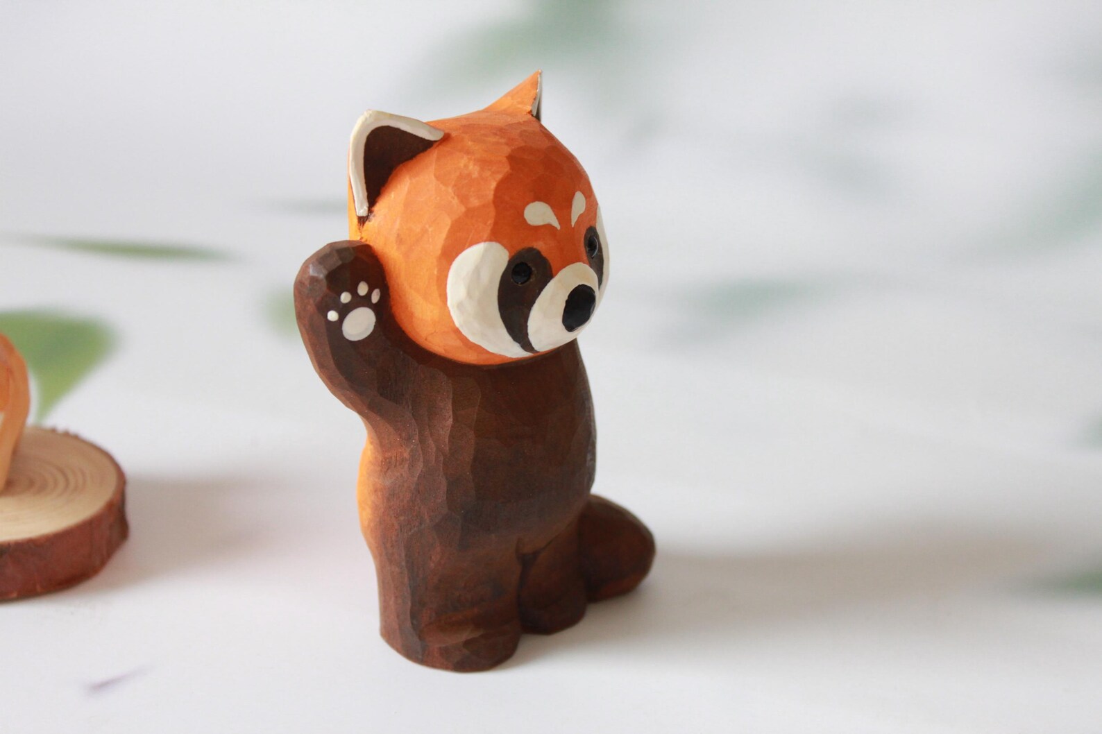 Handmade Basswood Red Panda Wood Carving, Garden Decor, Palm Civet ...