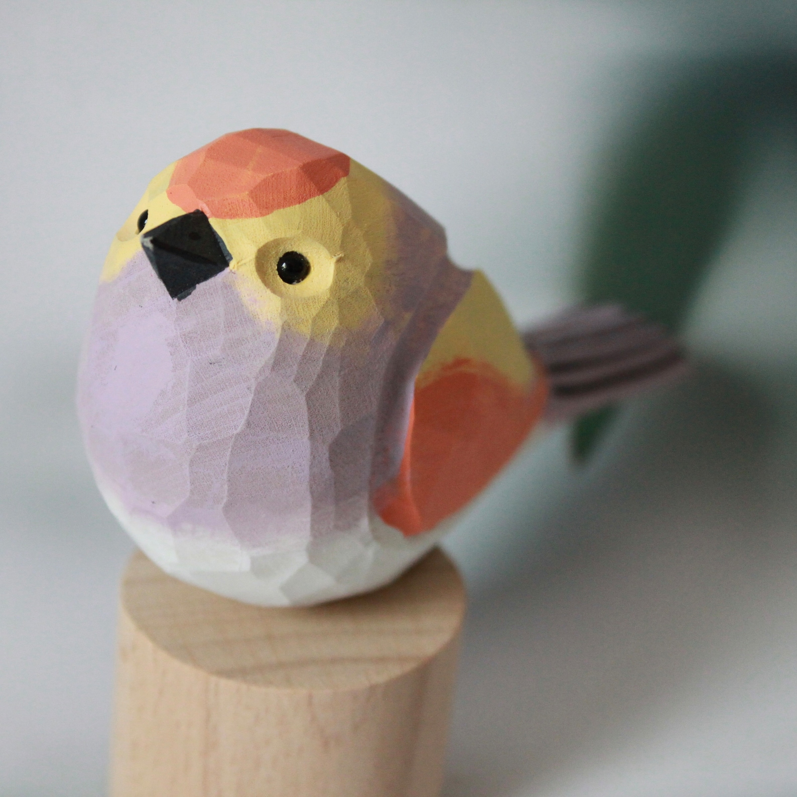 Handcraft Wooden Cute Bird Ornament Carving Desk Home Little Sculpture ...