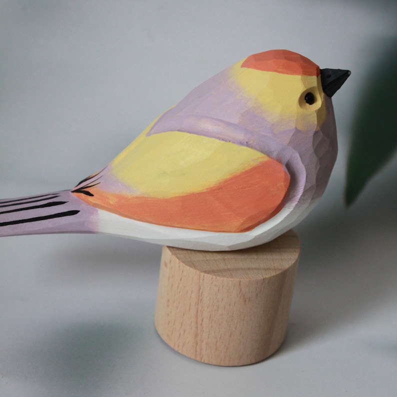 Handcraft Wooden Cute Bird Ornament Carving Desk Home Little Sculpture ...