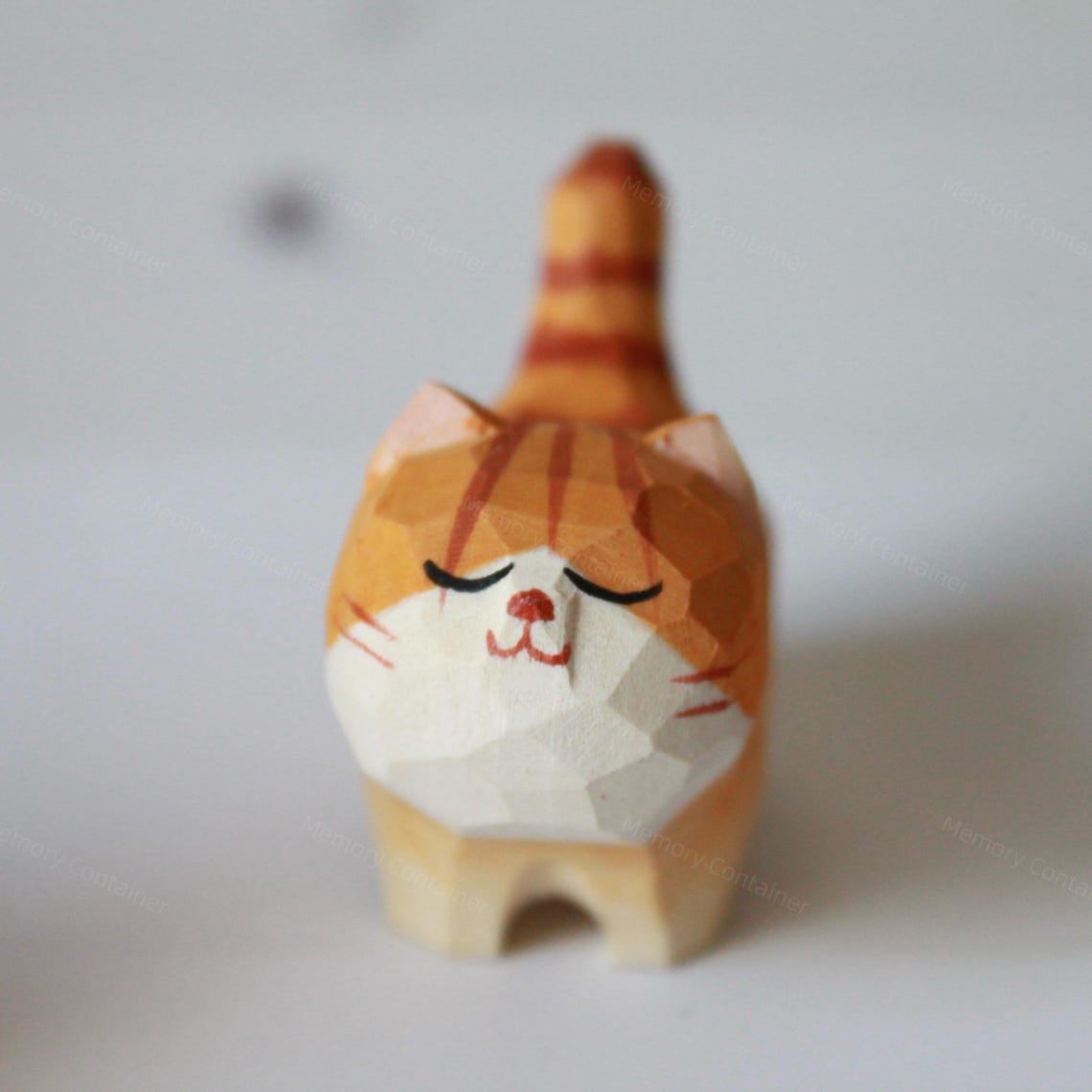 Healing Wood Cat Handcraft Wooden Cute Cat Dog Ornament Carving Desk ...