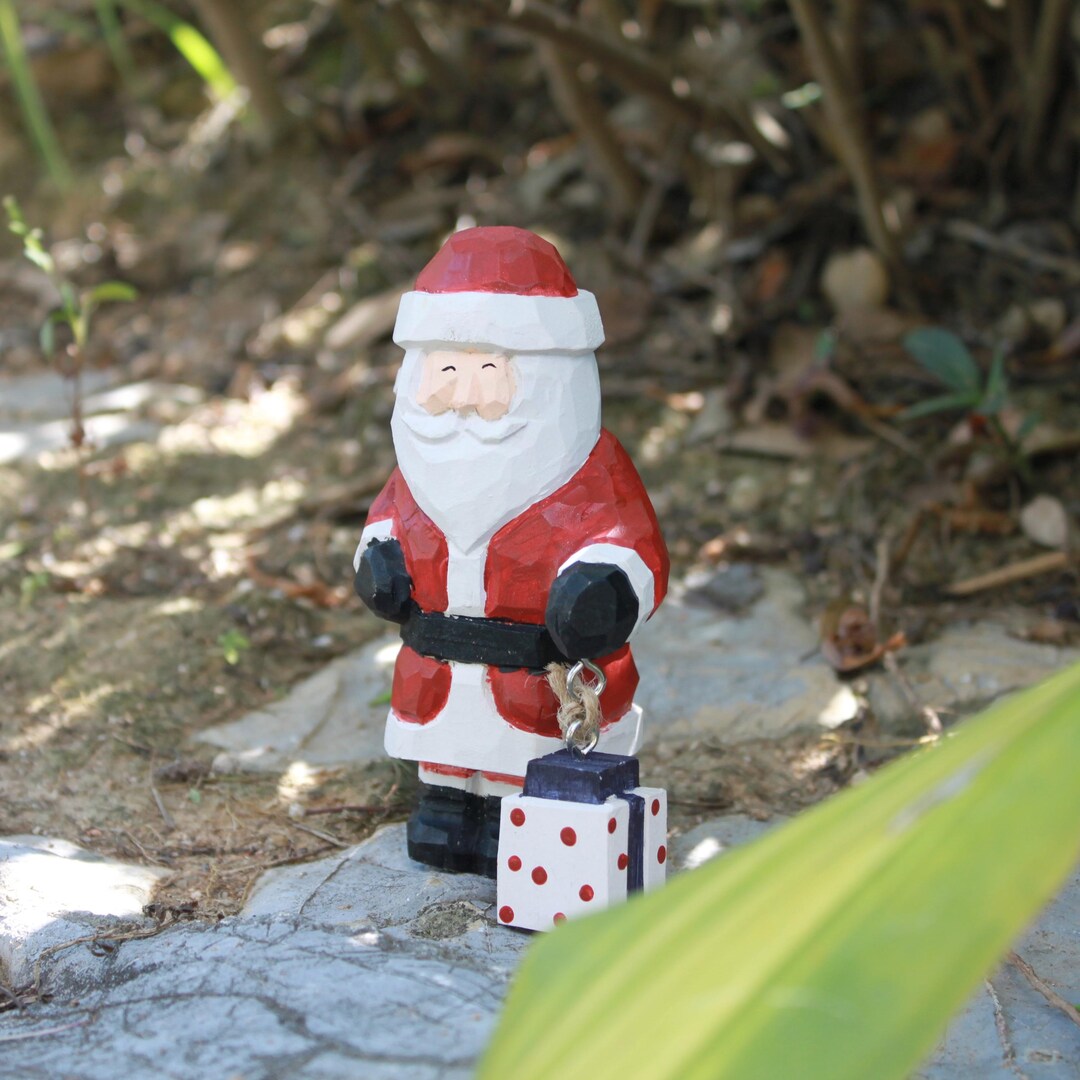 Hand Painted Father Christmas Sculpture Santa Claus Figurine Wooden ...