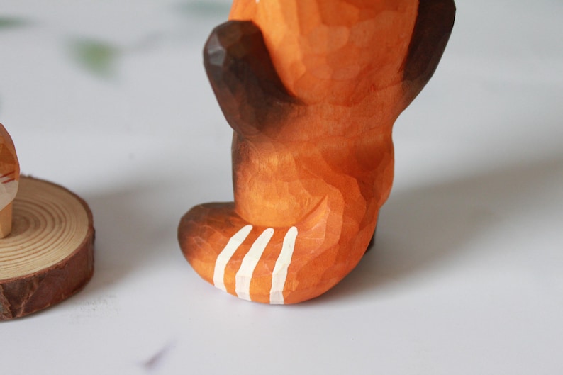 Handmade Basswood Red Panda Wood Carving, Garden Decor, Palm Civet ...
