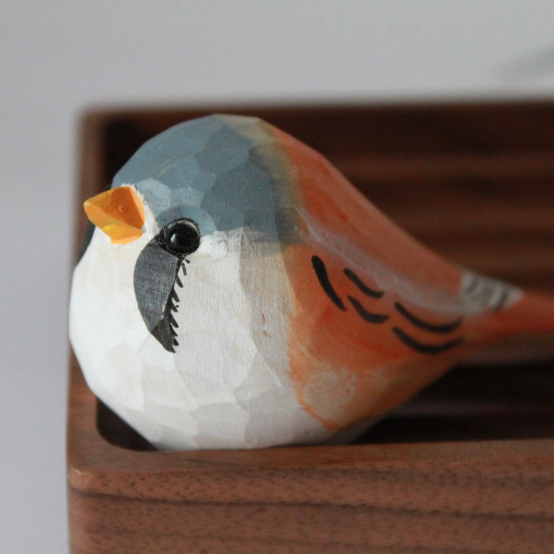 Handcraft Wooden Cute Colorful Sparrow Bird Ornament Hand Carving Desk ...