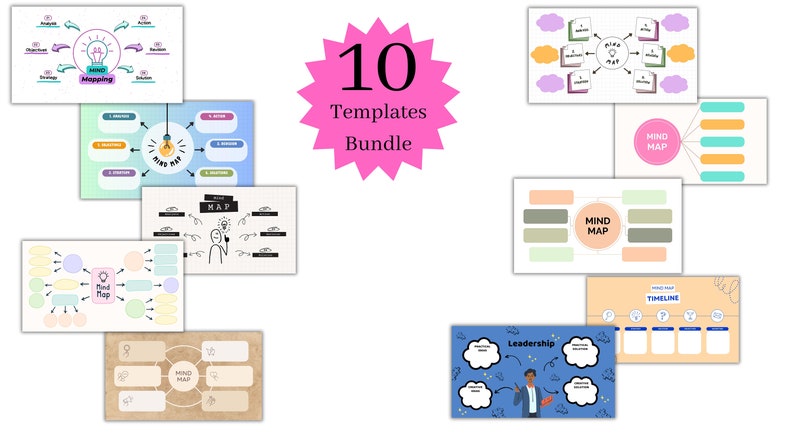 10 Mind Map Template Printable Mind Map Planner Brain Dump - Etsy Canada