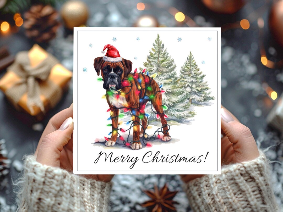 Boxer Merry Christmas Card. Christmas Card Perfect for Tan and White ...