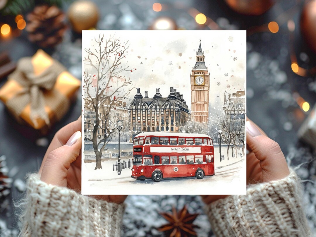 Christmas Card of London. Card of England City. Snow London Cards ...
