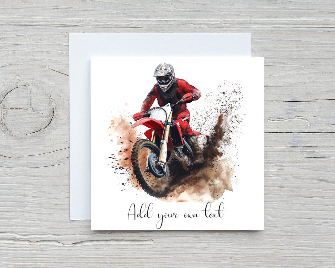 Personalize Watercolour Motocross Bike. Perfect Card for Dirt Bike ...