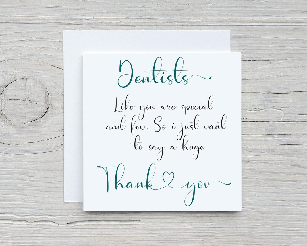 Dentist Thank You Card, Dental Cards, Poem Greeting Card - Etsy