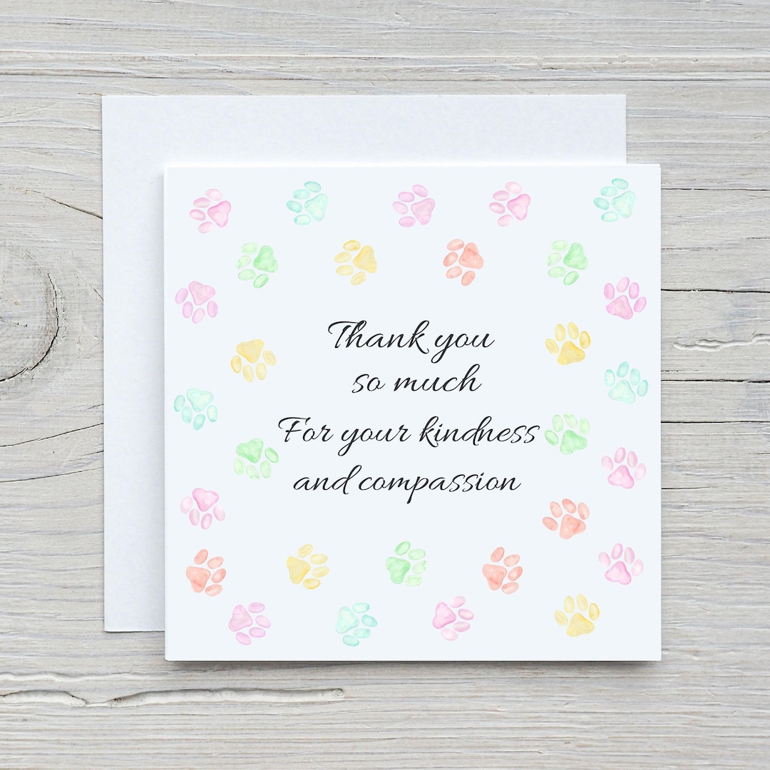 Thank You for Your Compassion and Kindness Card, Cards for Vet, Friend ...