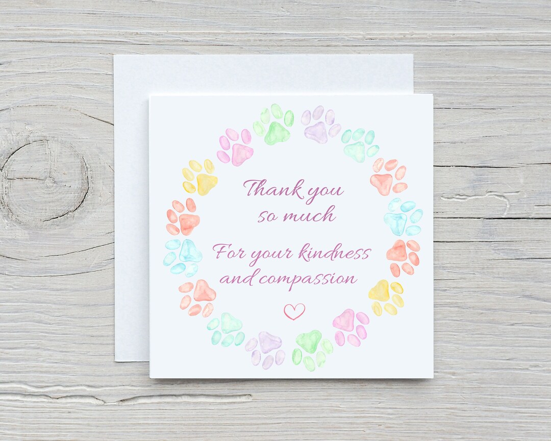 Watercolour Thank You for You Kindness and Compassion. Thank You Vet ...
