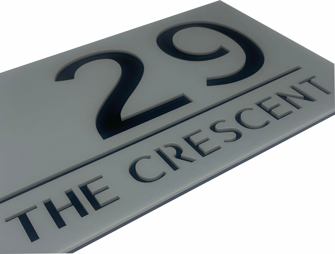 Modern Grey Acrylic Floating House Number Sign: Laser Cut Door Plaque ...