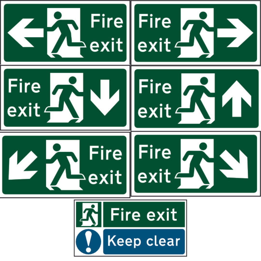Fire Exit Sign Vinyl Sticker Self Adhesive Left Right Down - Etsy