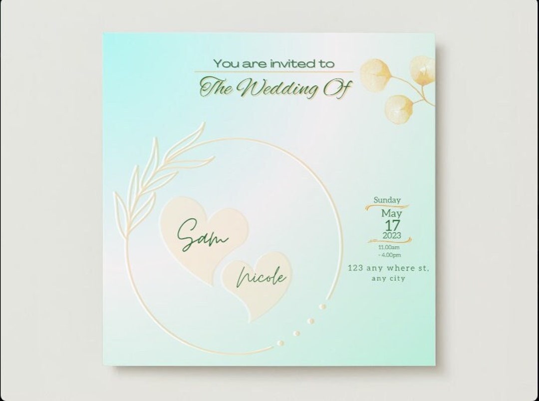 Wedding Card Template - Etsy