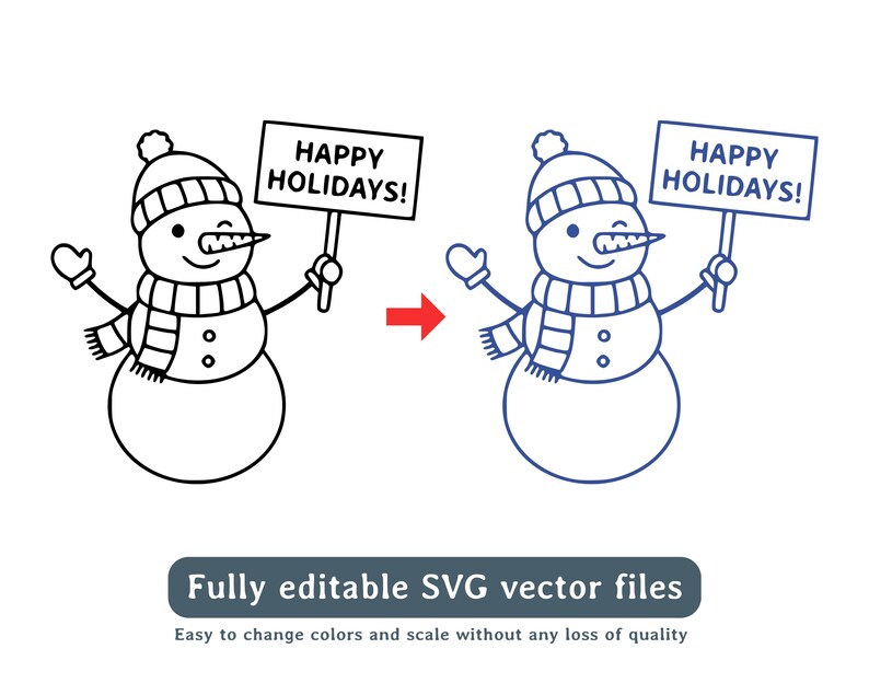 Snowman SVG Line Art Bundle for Sublimation, Cricut Cut Files ...