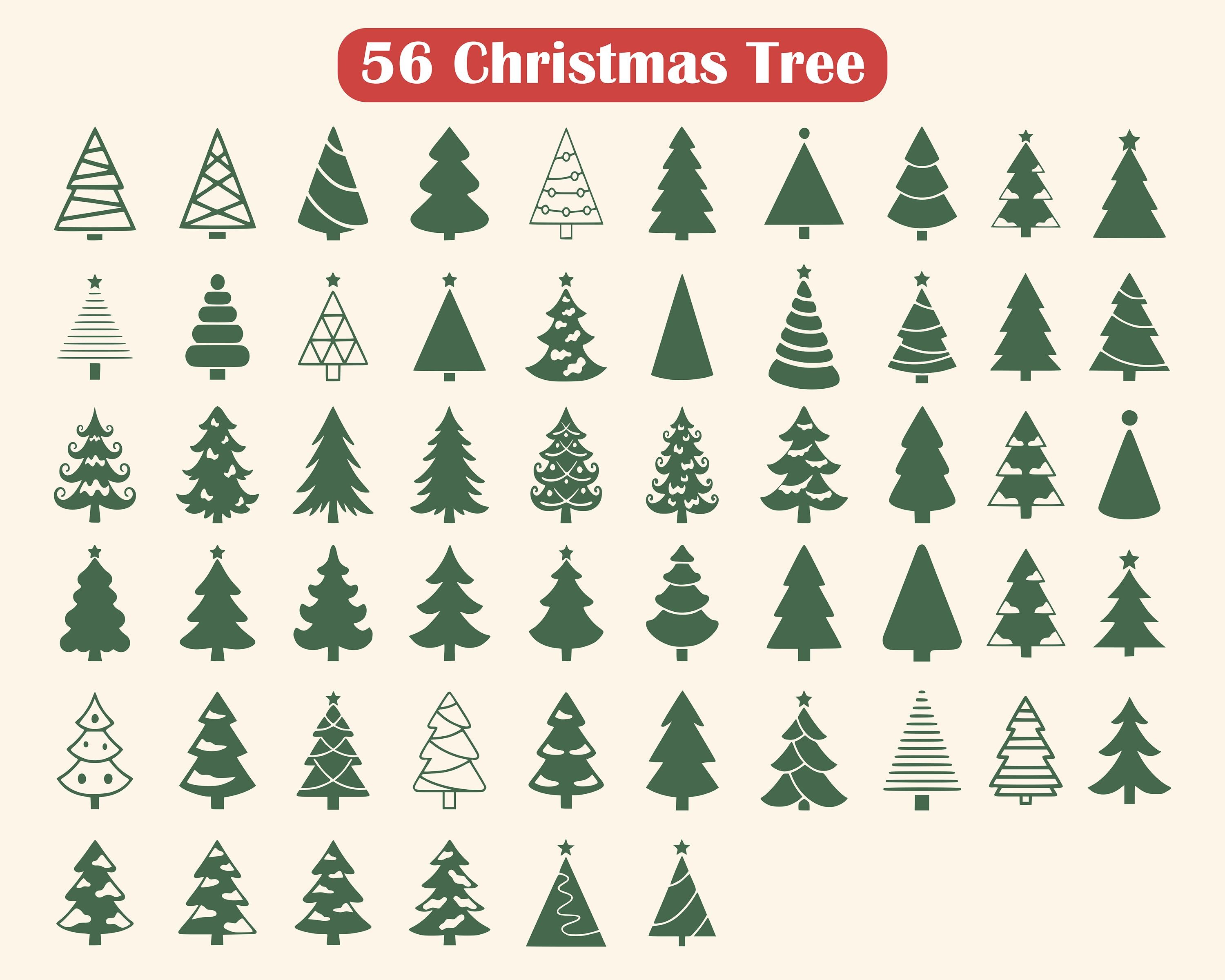 Minimalist Christmas Tree SVG PNG Clipart Bundle for Cricut, Laser ...