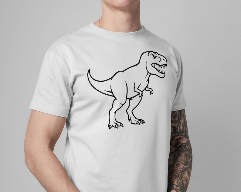 T Rex Dinosaur SVG Line Art for Shirt, Vinyl Decal, Cricut and ...