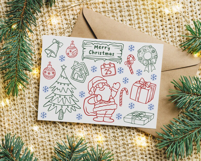 Christmas Doodle Clipart Set SVG PNG - Hand Drawn Holiday Illustration ...