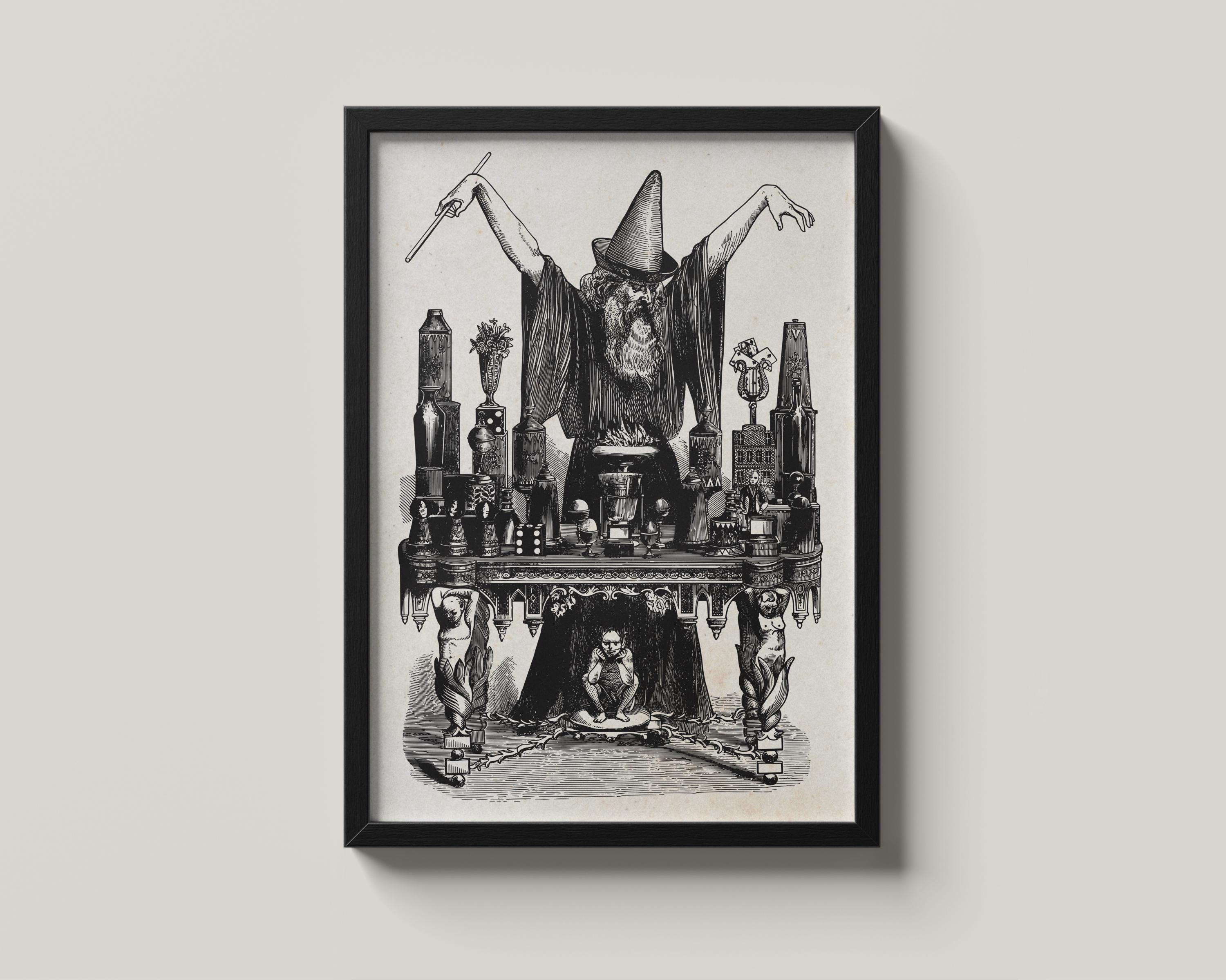 Vintage Wizard Clipart: Hand-drawn Gothic Illustration (SVG, PNG, JPG ...