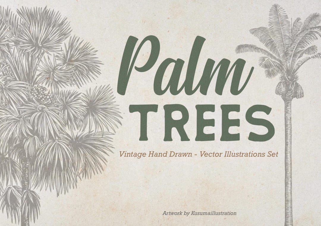Vintage Palm Tree SVG Clipart Bundle: Hand-drawn Botanical ...