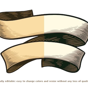 Vintage Ribbon Banner Clipart Set: Hand-drawn SVG PNG (digital Download ...
