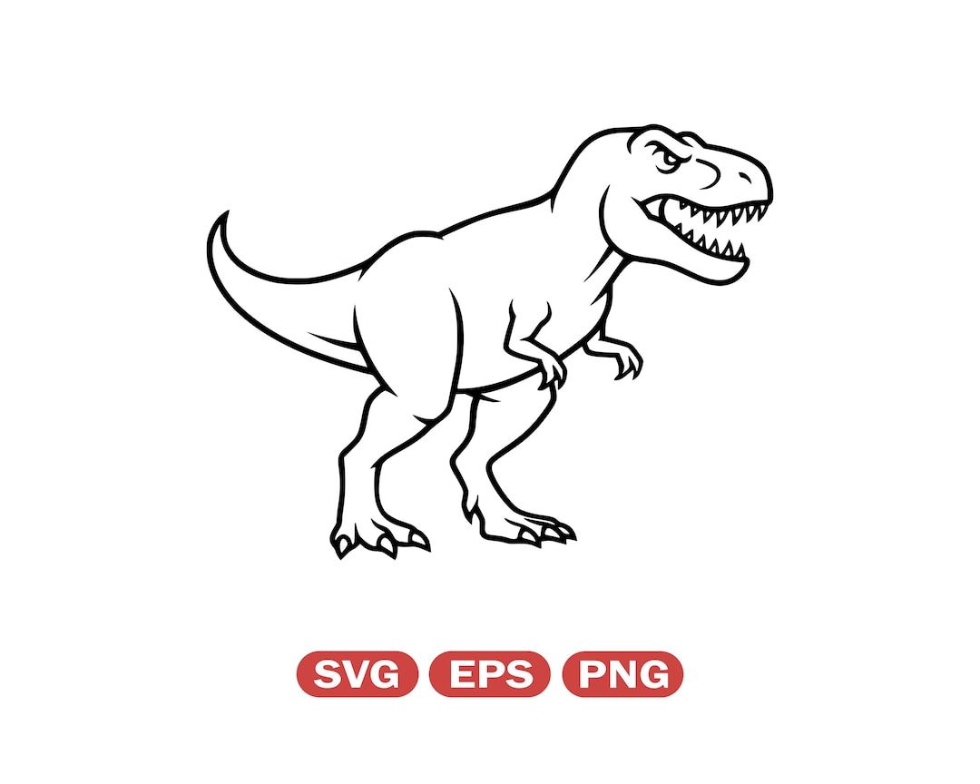 T Rex Dinosaur SVG Line Art for Shirt, Vinyl Decal, Cricut and ...