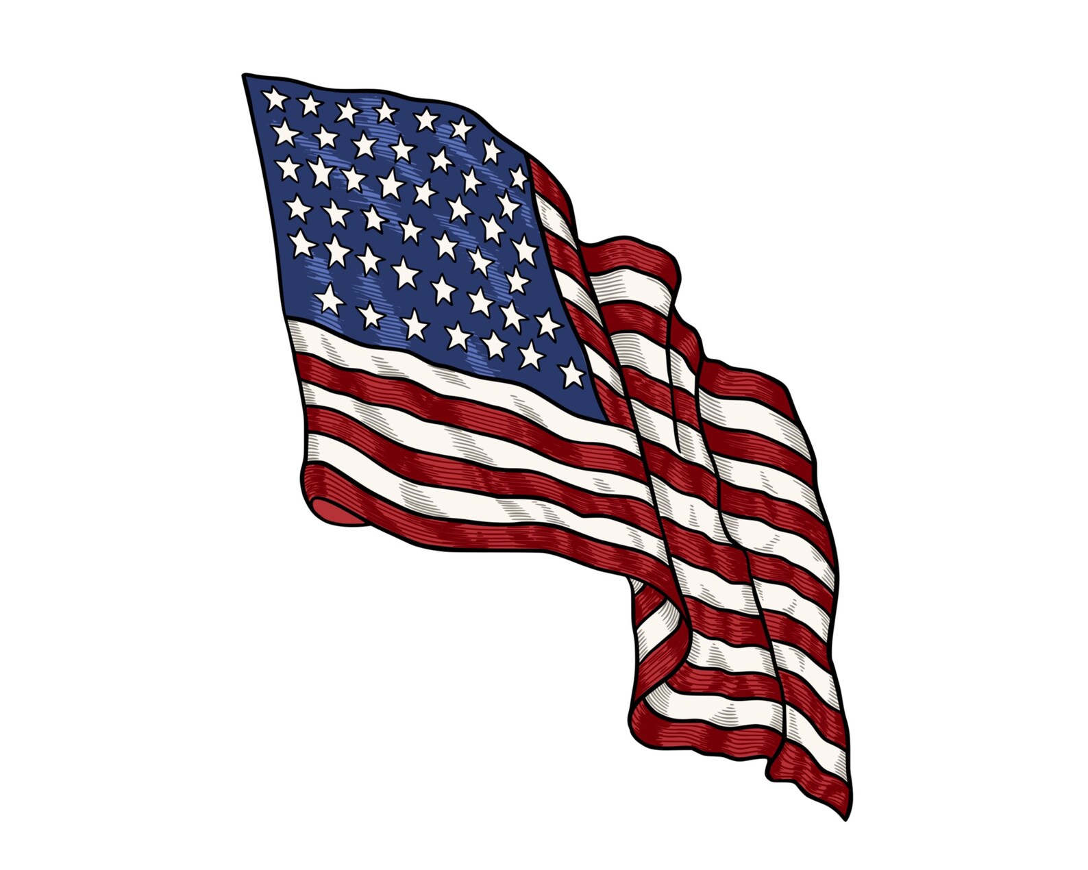 American Flag SVG Clipart Bundle: Hand-drawn USA Patriotic ...