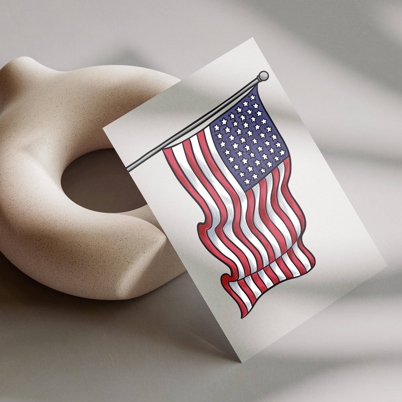 USA Flag Art - American Flag Illustration - Vintage Flag Clipart - Hand ...
