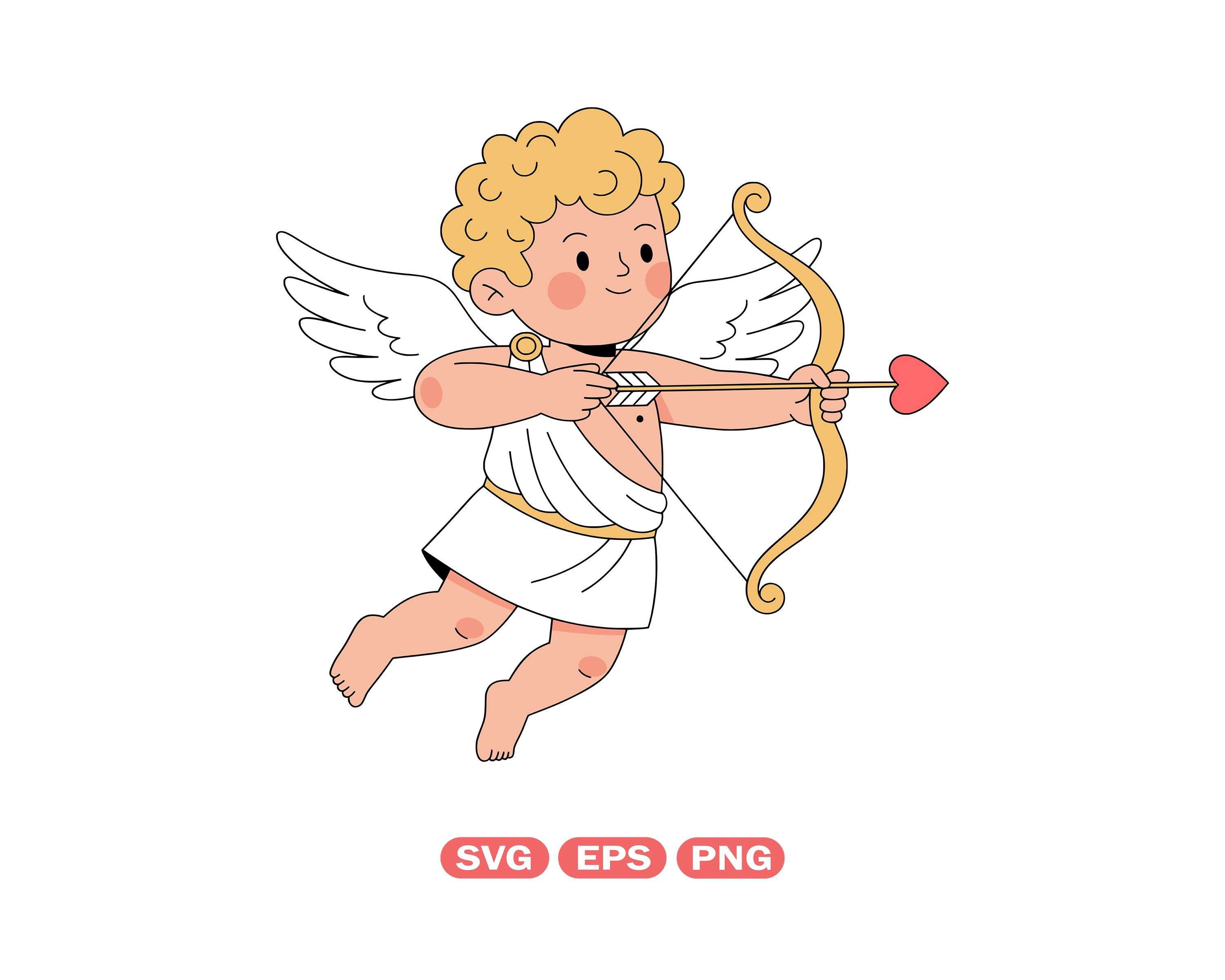 Valentine Cupid SVG PNG Clipart for Cricut, Cards, and Romantic Crafts ...