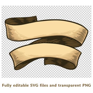 Vintage Ribbon Banner Clipart Set: Hand-drawn SVG PNG (digital Download ...