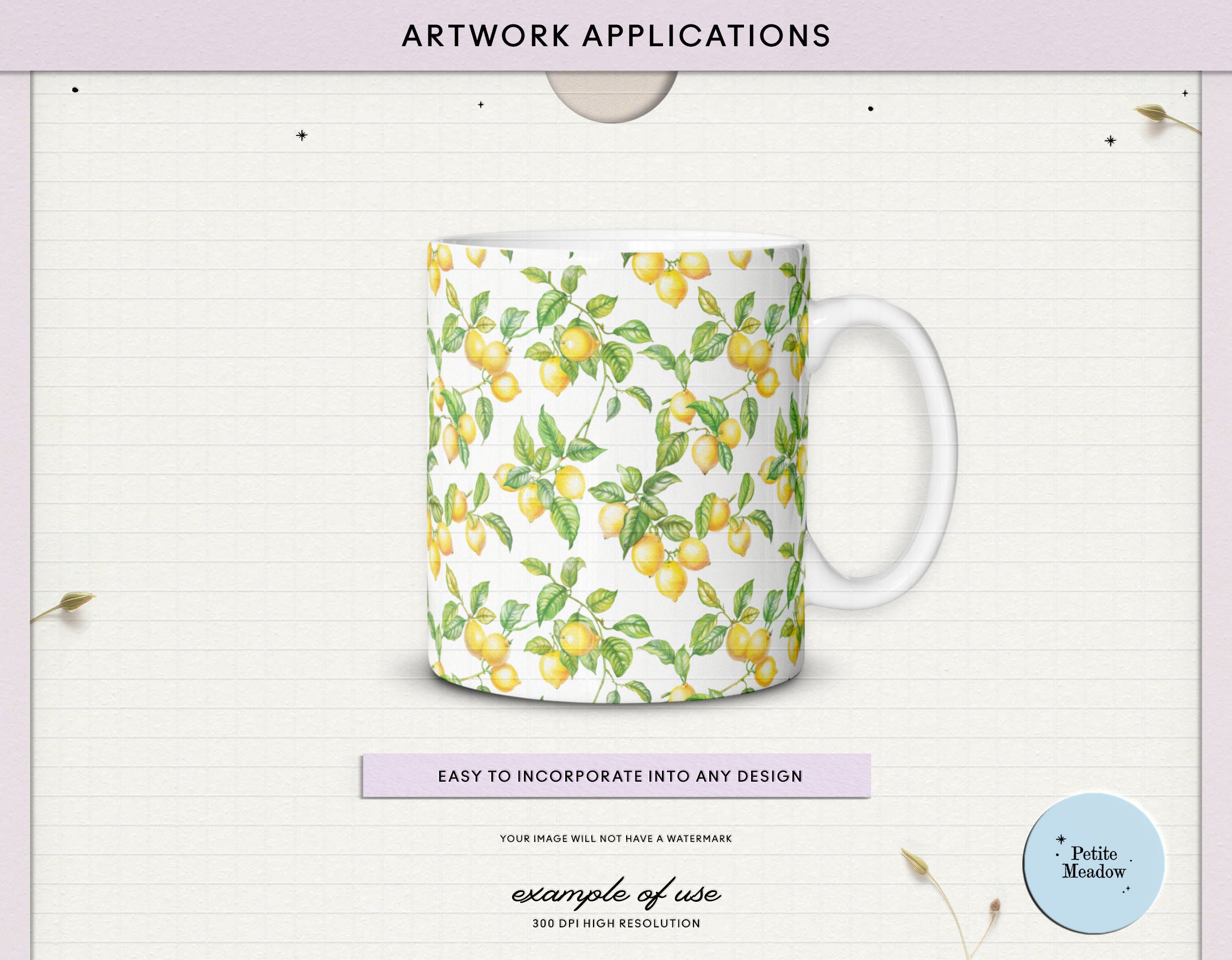 Watercolor Pink Lemon Digital Paper Seamless Shabby Chic Printable ...