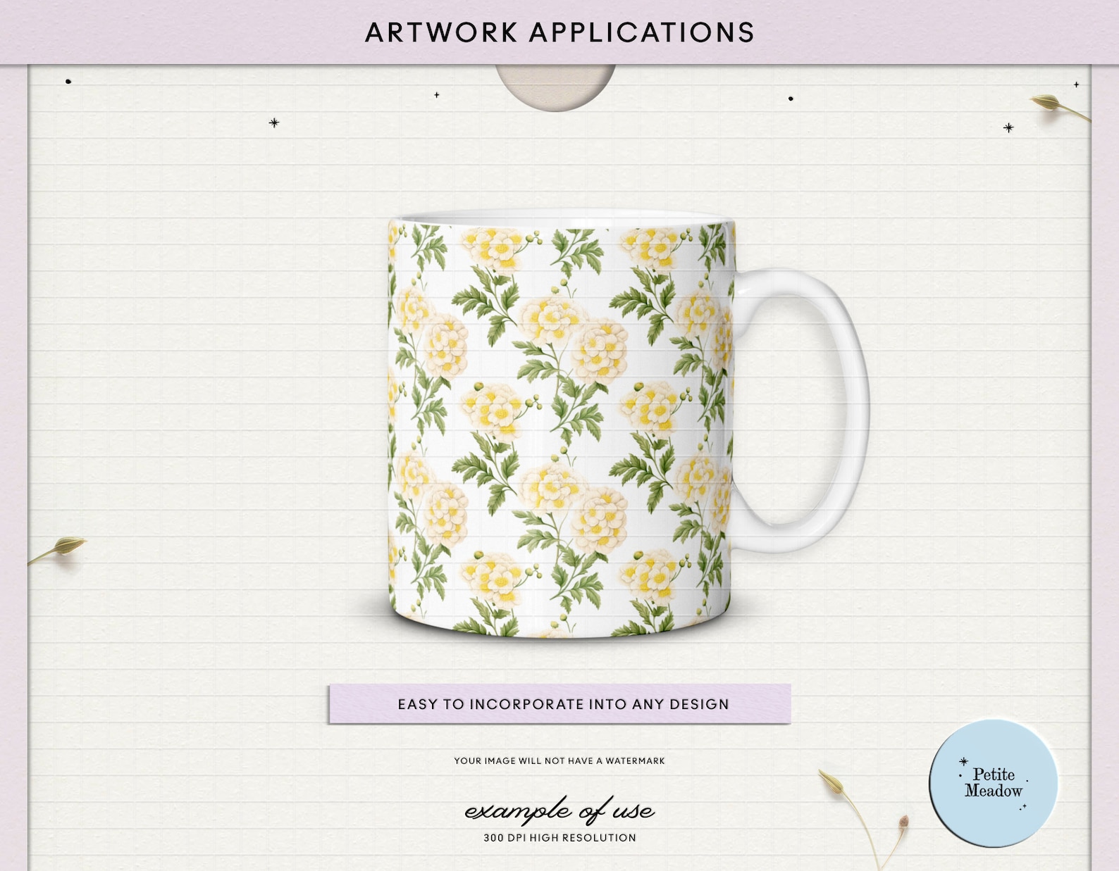 Watercolor Yellow Floral Digital Paper Seamless Shabby Chic Printable ...