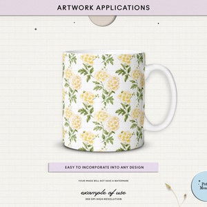 Watercolor Yellow Floral Digital Paper: Yellow Roses Seamless Pattern ...