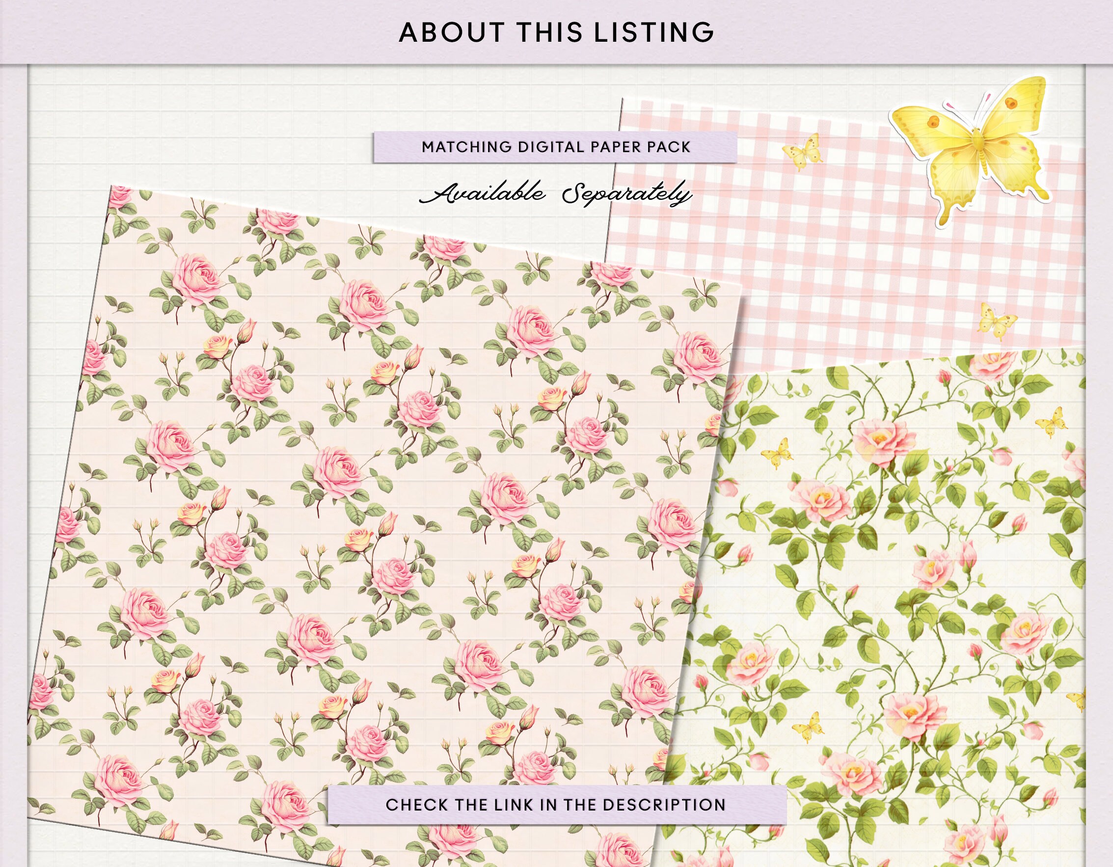 Watercolor Pink Roses Clipart Shabby Chic Pink Floral Digital Stickers ...