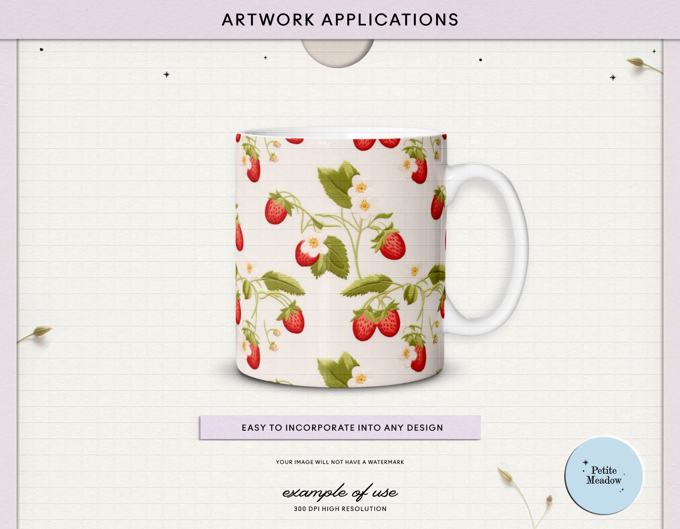 Strawberry Embroidery Seamless Pattern Digital Strawberry Floral ...