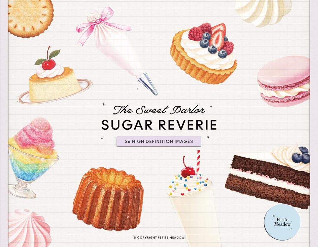Vintage Watercolor Sweets Clipart Bakery Clipart Digital Stickers ...